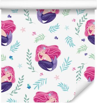 OEM Carta Da Parati Con Piante E Sirene Da Fiaba Per Soggiorno E Camera Da Letto, 50x1000 Cm