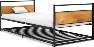 vidaXL Ausziehbett Schwarz Metall 90x200 cm Vidaxl