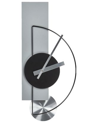 Beliani Wanduhr mit Pendel Metall grau batteriebetrieben ohne Zahlen geometrisch Cevins