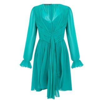 Alberta Ferretti Elegantes Kleid mit V-Ausschnitt - - Dresses - Damen - Blau - XS