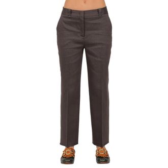 Via Masini 80 Leinen- und Viskose-Stretchhose - - Trousers - Damen - Braun - S