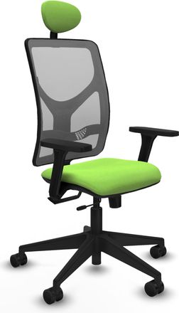 Piqueras y Crespo Motorradstuhl mit 3D-Armlehnen, h&ouml;henverstellbarer Lendenwirbelst&uuml;tze und festem Kopfteil, ausgestattet mit Syncro/Traslack und Schneideschaum, Grau/P