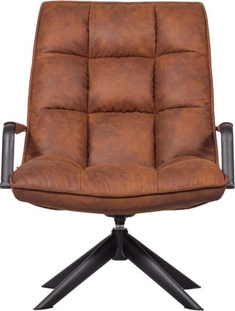 Woood Jouke Drehsessel PU-Leder Cognac - Drehbares Sessel mit Großzügige Armlehnen Loungesessel Relaxsessel 96x70x85 cm