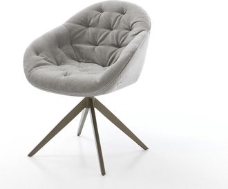 DELIFE Drehstuhl Gaio-Flex Strukturstoff Soft Grau Kreuzgestell breit Effektfinish Titan 360&deg; drehbar Wippfunktion, Esszimmerst&uuml;hle