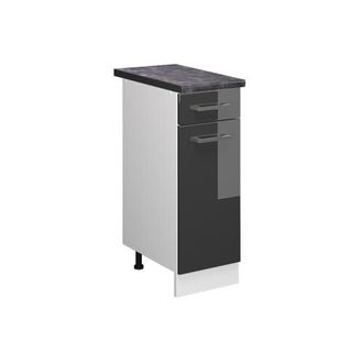 Vicco Meuble Cuisine R-Line, Anthracite Haute Brillance/Blanc, 30 cm, PT Anthracite
