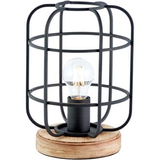 Brilliant Lampe, lampe de table Gwen bois antique / corindon noir, m&eacute;tal / bois, 1x A60, E27, 40W, lampes normales (non incluses), a ++ - Brilliant