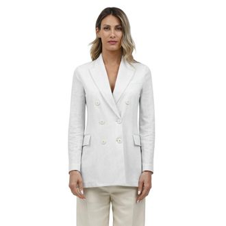 Circolo 1901 Leinen- und Baumwoll-Doppelreiher - - Jackets - Damen - Blau - L
