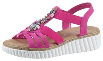 Rieker Plateausandale RIEKER, Damen, Gr. 43, pink (fuchsia), Lederimitat, Schuhe, Sommerschuh, Sandalette, Plateauabsatz, mit weicher Innensohle
