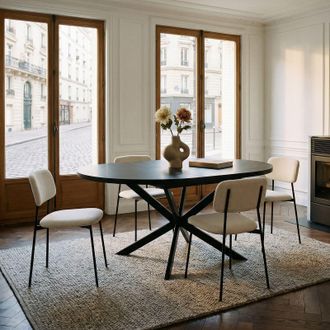 IDIMEX Essgruppe Toledo mit Tisch und 4 St&uuml;hlen, Schwarz/Wei&szlig; - Esstisch rund 120 cm, Esszimmerm&ouml;bel Set, ausziehbar und platzsparend, ideal f&uuml;r kleine R&auml;ume