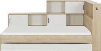 Diagone Armand Erwan Bettkasten, 90 x 200 cm, Junior, Spanplatte, Kastanienholz, naturfarben und weiß