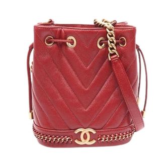 Chanel Pre-owned Sac seau en cuir Chevron V Stitch - Femme - Pre-owned - Rouge - Taille: ONE Size