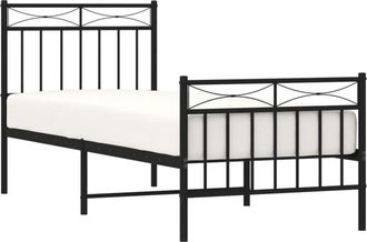 vidaXL Bettgestell mit Kopf- und Fu&szlig;teil Metall Schwarz 75x190 cm Vidaxl