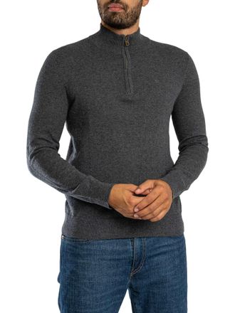 Superdry Ess LW Wollmischung 1/2 Rei&szlig;verschluss Strickpullover, Grau