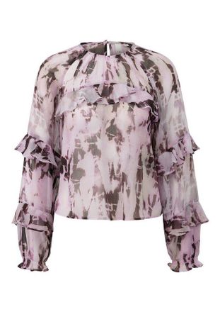 QS by s.Oliver Langarmbluse Bluse Chiffonbluse mit R&uuml;schen