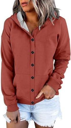 Generic Sweat à capuche avec poches pour femme - Sweatshirts longs pour plus femmes UK - Sweatshirts unis sans capuche - Vêtements de sport - Automne - Hiver 