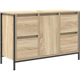 vidaXL Vidaxl - Meuble sous-vasque simple avec tiroirs en bois ding&eacute;nierie - Ch&ecirc;ne sonoma - Dimensions 90x34,5x60 cm - Capacit&eacute; de charge 60 kg