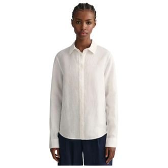GANT Regular Leinen Chambray Hemd - - Blouses & Shirts - Damen - Wei&szlig; - 3XL