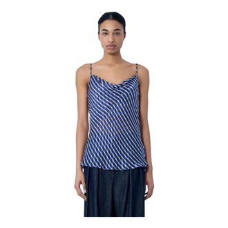 Dries Van Noten Diagonal gestreiftes Camisole-Top - - Blouses & Shirts - Damen - Blau - S