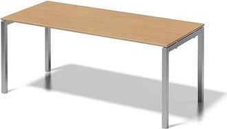 Bisley Cito Schreibtisch, 740 mm höhenfixes U-Gestell, Metall, Bc355 Dekor Buche, Gestell Silber, 80 x 180 x 85 cm