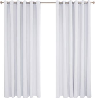 Deconovo Vorhang Blickdicht Verdunkelungsvorhang Gardine Wohnzimmer Thermogardine Kälteschutz Ösen, 274x229 cm(HöhexBreite), Silber Grau, 2er Set