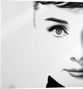 Posterlounge Audrey Hepburn I Acrylglasbild von Ileana Hunter 20 x 20 cm Schwarz-Weiß Wandbilder Wanddeko