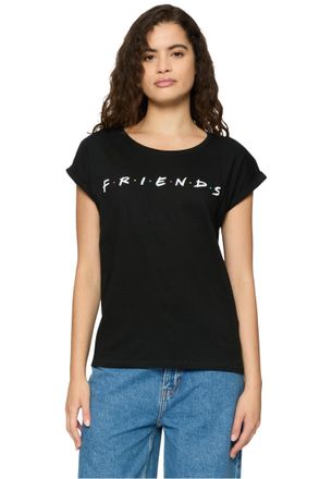 Merchcode Damen Mc331-ladies Friends Logo Tee T-Shirt, Schwarz, S EU