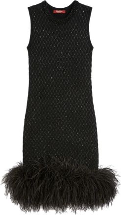 Max Mara robe mi-longue Novara ornée de plumes - Noir