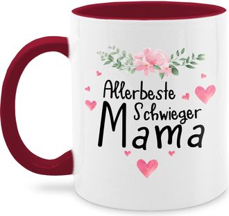 Shirtracer Tasse Tassen 325ml - Mama - Allerbeste Schwiegermama Blumen - 325 ml - Bordeauxrot - muttertagstasse mum beste teetasse geschenke moms cup m&uuml;tter kaff