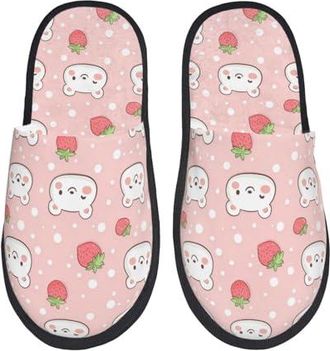 Generic Pantoufles Unisexes Imprimé Ours Fraise Mignon House Chaussures Confort Doublées En Peluche Pantoufles DExtérieur, Pour Fête, Mariage, Hommes, M