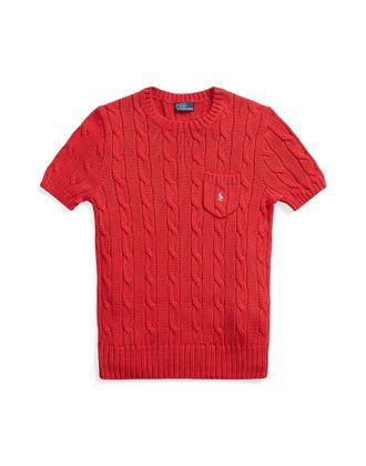 Ralph Lauren CABLE-KNIT COTTON SHORT-SLEEVE SWEATER
