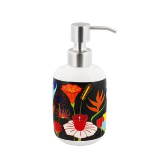 Pylones Seifenspender und Zahnb&uuml;rstenglas aus Porzellan - Garten mit Blumenmotiv