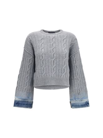 Haikure Womens Crewneck Sweater Karine Pollock Merino Wool Blue