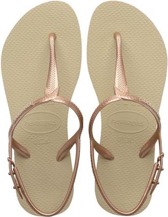 Havaianas Twist, Sandales Confortables, Élégantes et Polyvalentes, Boucle Ajustable sur les Côtés, Lanières en T à Finition Métallisée, Semelle Antidérapante, F