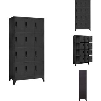 vidaXL Schlie&szlig;fachschrank Anthrazit 90x45x180 cm Stahl - Schliessfachschrank - Metallschrank - Garderobe - B&uuml;robedarf - Lagerraum