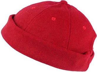 Nyls Création Bonnet Docker Rouge Feutre de Laine Homme et Femme Look Hiver Duik - Mixte