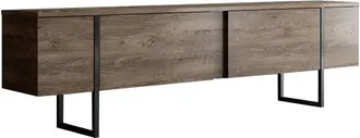 Hanah Home Meuble TV en bois Luxe - 180 x 30 x 50 cm - NoyerNoir