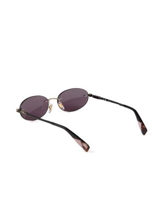 Furla SFUB29 Polished Metal Oval Sunglasses - Rose gold