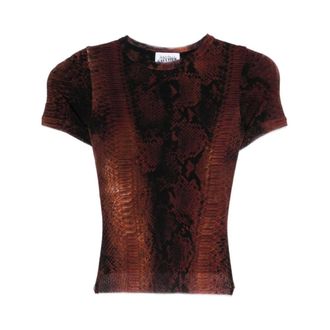 Jean Paul Gaultier Mesh Printed Python Baby Tee - - Tops - Damen - Mehrfarbig - S