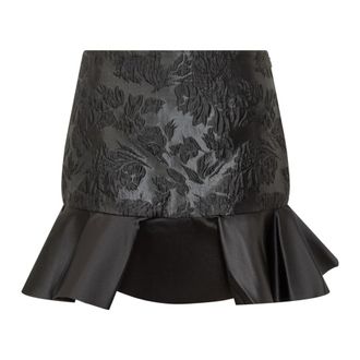 Ganni Satin Cloque Minirock - - Skirts - Damen - Schwarzk - M