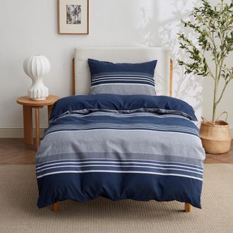 Bedsure Bettw&auml;sche 135x200 2teilig Bettbezug - Bettw&auml;sche-Sets Blau 135 x 200 cm mit 2 Kissenbez&uuml;ge 50x75 cm, &Ouml;KO-TEX Wendebettw&auml;sche Bedding Blau Gestreift M