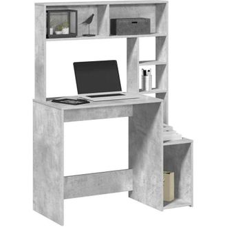 vidaXL Bureau avec &eacute;tag&egrave;res gris b&eacute;ton 100x45x140 cm bois ding&eacute;nierie Vidaxl