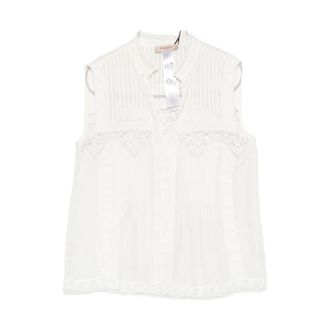 Twinset Femme, Tops, Blanc, Taille: 36 FR D&eacute;bardeur Brod&eacute;
