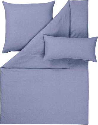 ESTELLA Bettw&auml;sche Alvaro | blau | 135x200 cm + 80x80 cm + 40x80 cm | nat&uuml;rliche Leinenoptik | temperaturausgleichend | ideale Sommerbettw&auml;sche| 50% Baumwolle