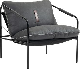 HOMCOM Moderner Loungesessel, gepolstert mit Kunstleder, abnehmbare Kissenbez&uuml;ge, Dicke Polsterung, Metallbeine, f&uuml;r Schlafzimmer, B&uuml;ro, anthrazit