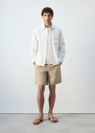 Mango Regular Fit Overshirt aus Baumwoll-Leinen-Mischung wei&szlig; - Herren - XXL - MANGO MAN