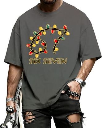 Generic 67 Chemise de No&euml;l - Col rond surdimensionn&eacute; - T-shirt de No&euml;l &agrave; manches courtes pour homme - Hauts d&eacute;t&eacute; tendance - Pour un usage quotidien, vert clai