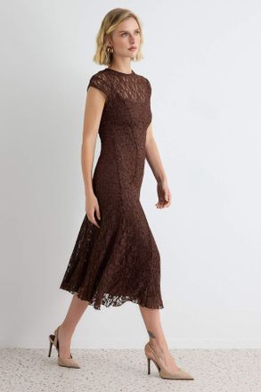 Trendyol Midikleid, &auml;rmellos, A-Linie - Braun