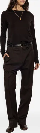 STUDIO NICHOLSON Womens Trousers Quartes Relaxed Wool Brown Virgin Wool; Lining: Acetate