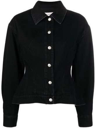 Alexander McQueen Jeansjacke mit Schößchen - Schwarz