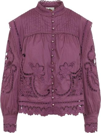 Farm Rio Farm Rio, Femme, Blouses et Chemises, Violet, Taille: 36 FR Chemise Coupe D&eacute;contract&eacute;e